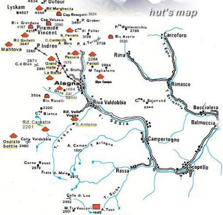 Mountain huts of the Monte Rosa
