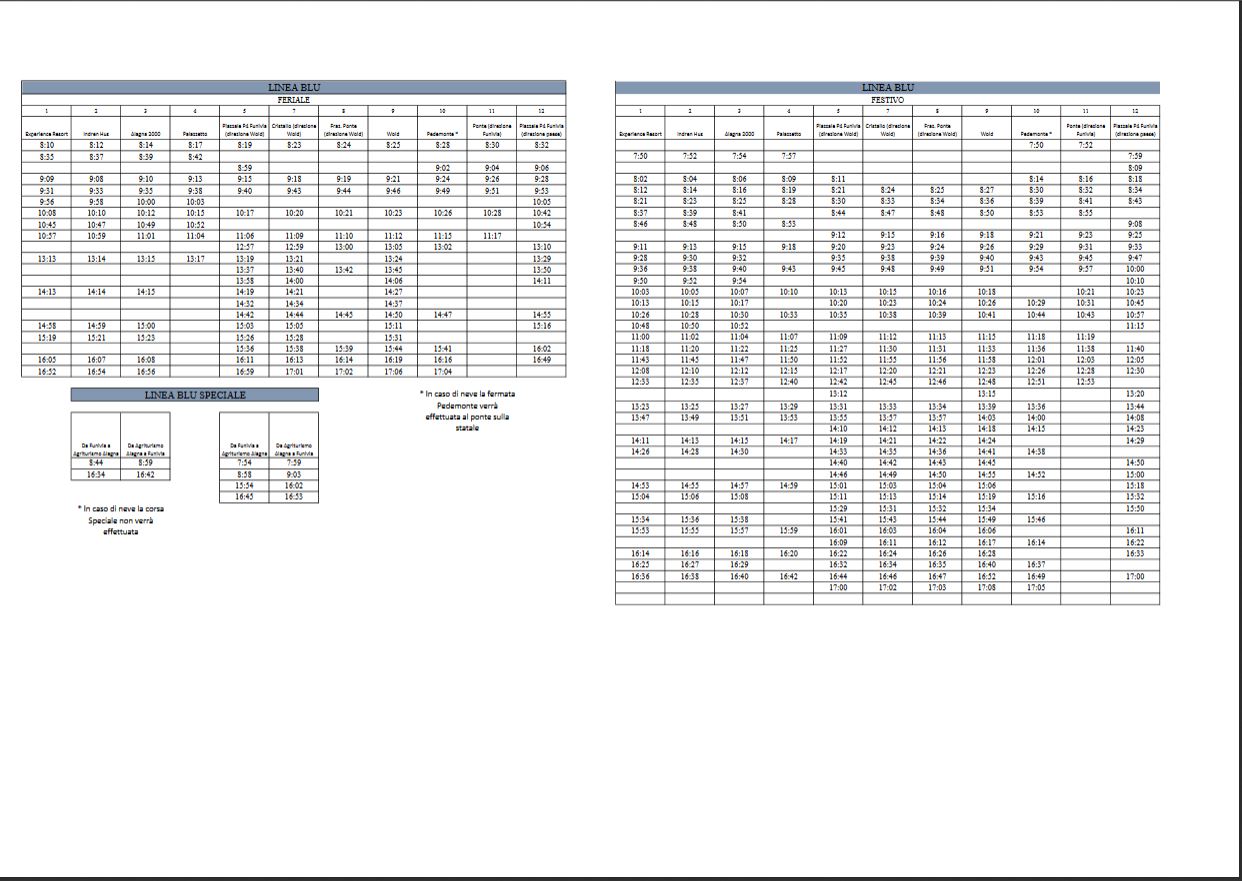 Alagna Valsesia ski bus - timetables, lines and prices